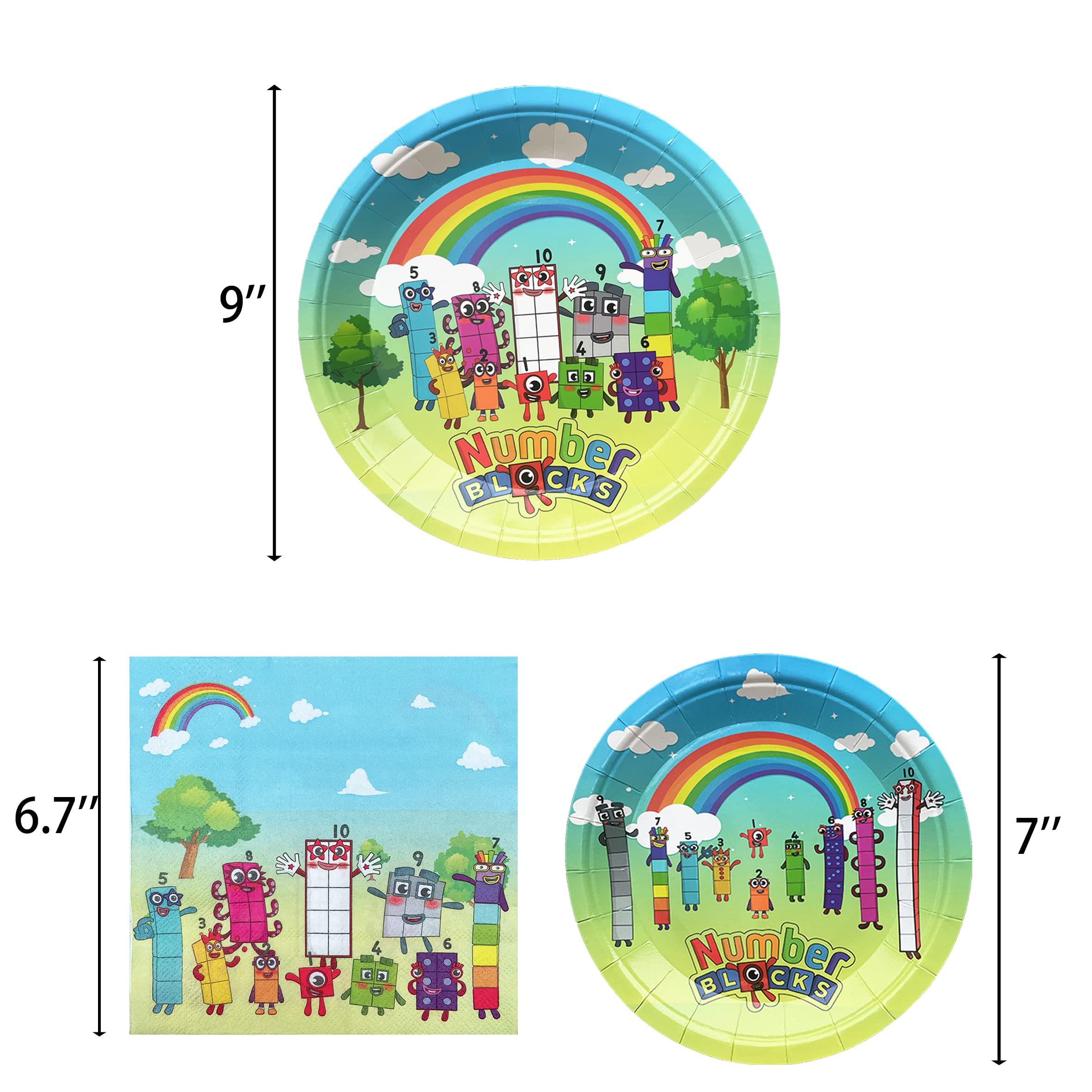 Win3terz Birthday Party Supplies ,Including Number Theme Including Spoons, Fork, Knife,napkins,Hanging Swirls Decorations,Plates, Cake Toppers, Cupcake Topper,Happy Birthday Banners Balloons and Tablecloths for Girls Boys Party Favors For Birthday Party