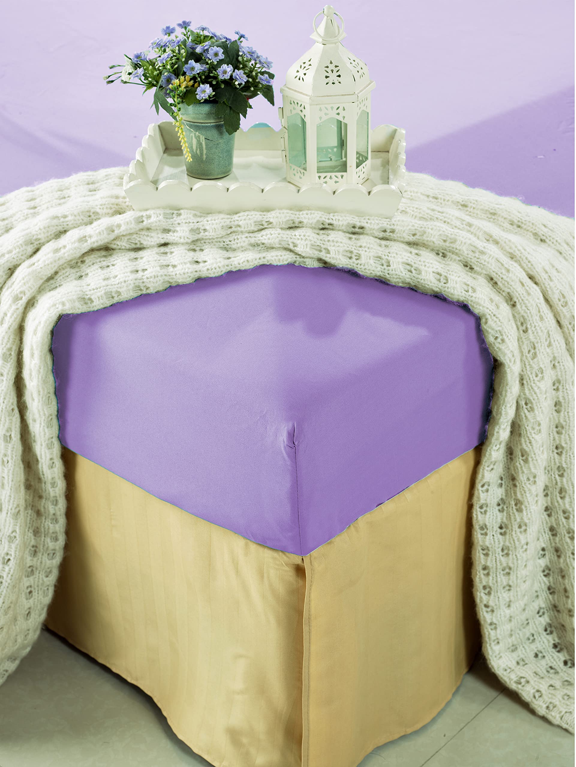 Mocassi Twin Fitted Sheet - Deep Pocket Cooling Sheets up to 16 inch - Hotel Luxury 1800 Premier - Softest Sheets - Wrinkle Resistant - 1 Single Bottom Fitted Sheet, Twin, Lavender
