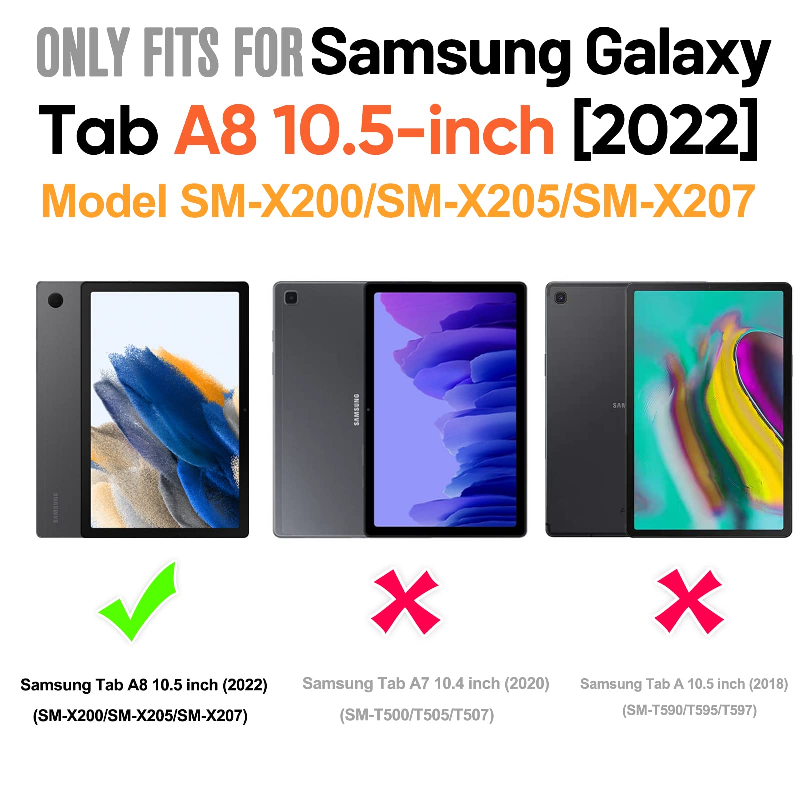 Timecity Case for Samsung Galaxy Tab A8 10.5 inch SM-X200/X205/X207 with 360 Degree Rotatable Kickstand Hand Strap Shoulder Strap for Samsung Galaxy Tab A8 Tablet 2022 Released, Red