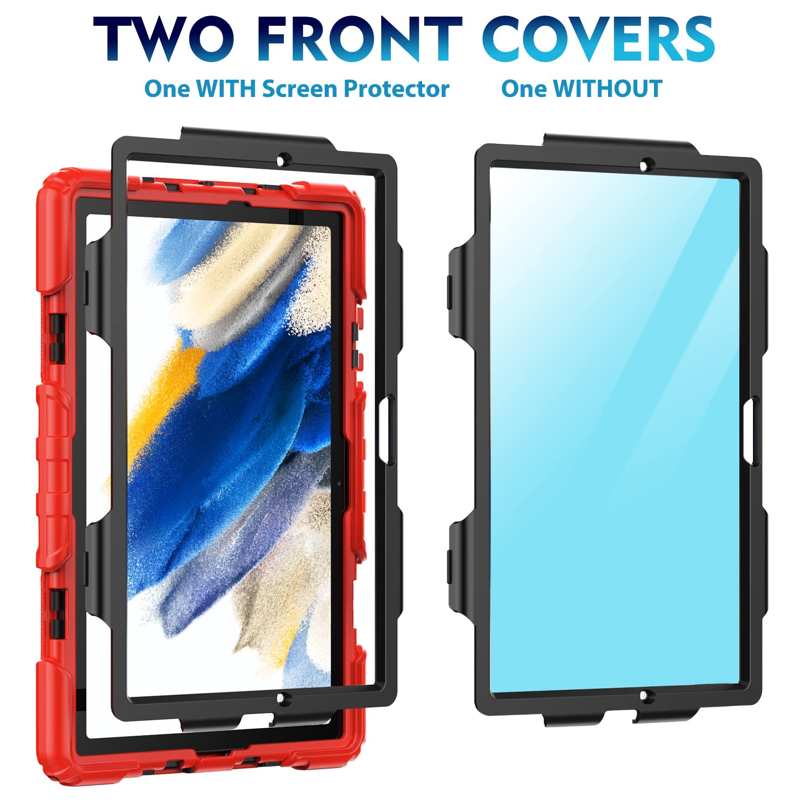 Timecity Case for Samsung Galaxy Tab A8 10.5 inch SM-X200/X205/X207 with 360 Degree Rotatable Kickstand Hand Strap Shoulder Strap for Samsung Galaxy Tab A8 Tablet 2022 Released, Red