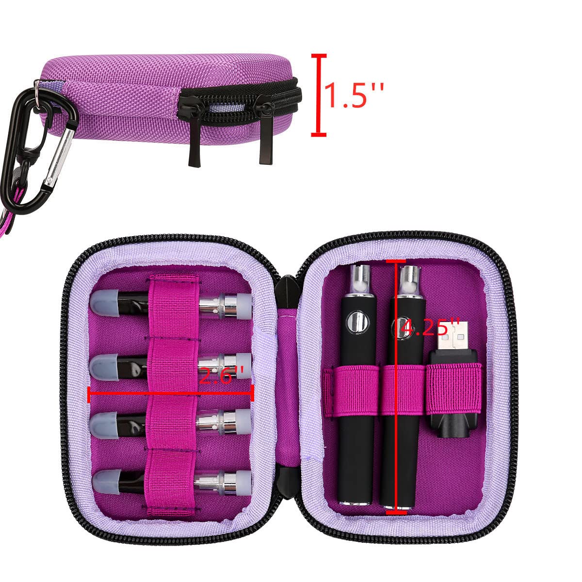 Biu-Boom (Only Case )Carrying Bag Small Travel case,Carabiner or Lanyard, for Battery,Charger, Kit,(Only Case) (Pink)