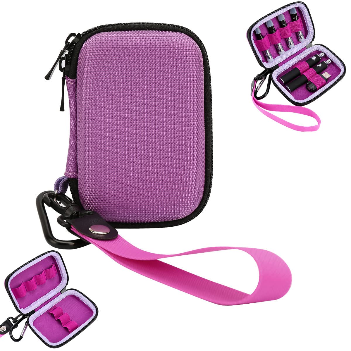Biu-Boom (Only Case )Carrying Bag Small Travel case,Carabiner or Lanyard, for Battery,Charger, Kit,(Only Case) (Pink)