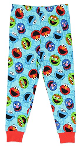 Sesame Street Boys' 2-Piece Pajama Set Monster Print with Cozeez Slippers, Turquoise, Toddler Size 3