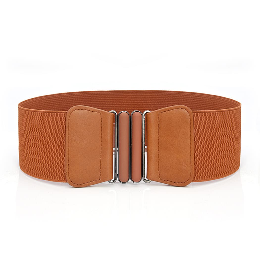 Borsgye Retro Wide Cinch Belt Womens Corset Waist Band Vintage Bandage Elasticity Girdle Wrap Gothic Elastic Waist Belt with Flat Buckle for Costume – Brown