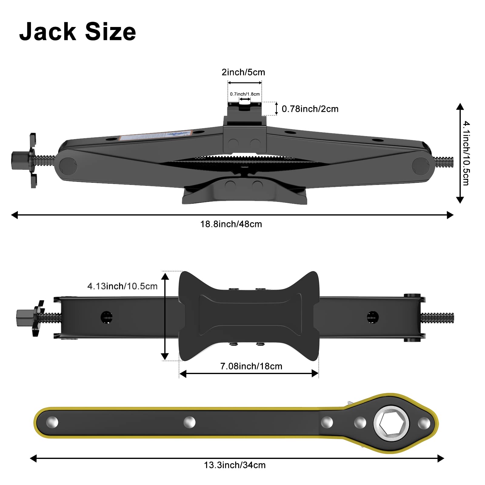 IMAYCC 3 Ton (6609 lbs) Car Jack - Bi-Directional Scissor Jack for Sedan, Coupe, SUV, MPV & More