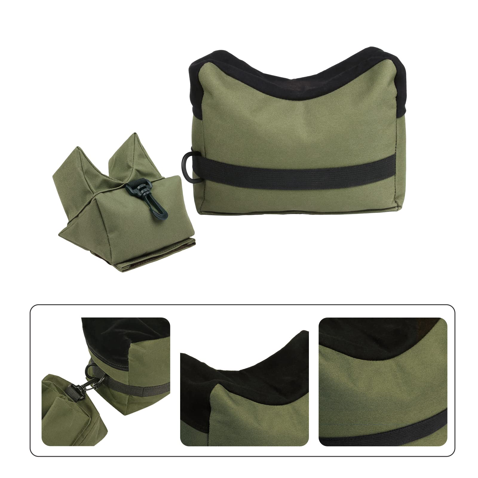 TWOD 2-Set Outdoor Shooting Rest Bags - Target Sports Bench Rest Front & Rear Support SandBag Stand Holders for Gun Rifle Shooting Hunting Photography - Unfilled