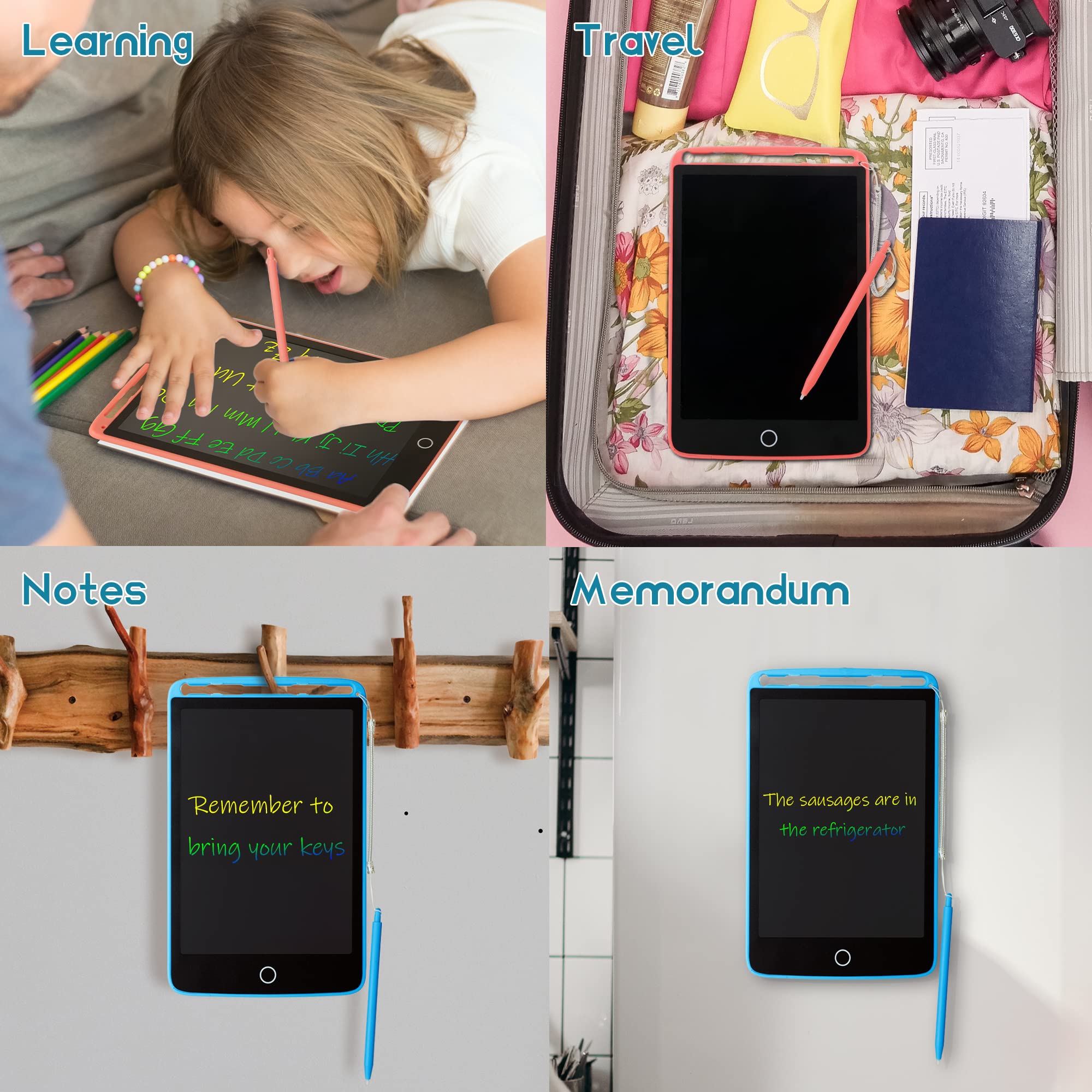 2 Pack LCD Writing Tablet - 10 Inch Doodle Scribbler Board Colorful Screen Drawing Pad, Learning Educational Toy Gift for 3 4 5 6 7 8 Years Old Girls Boys Toddlers