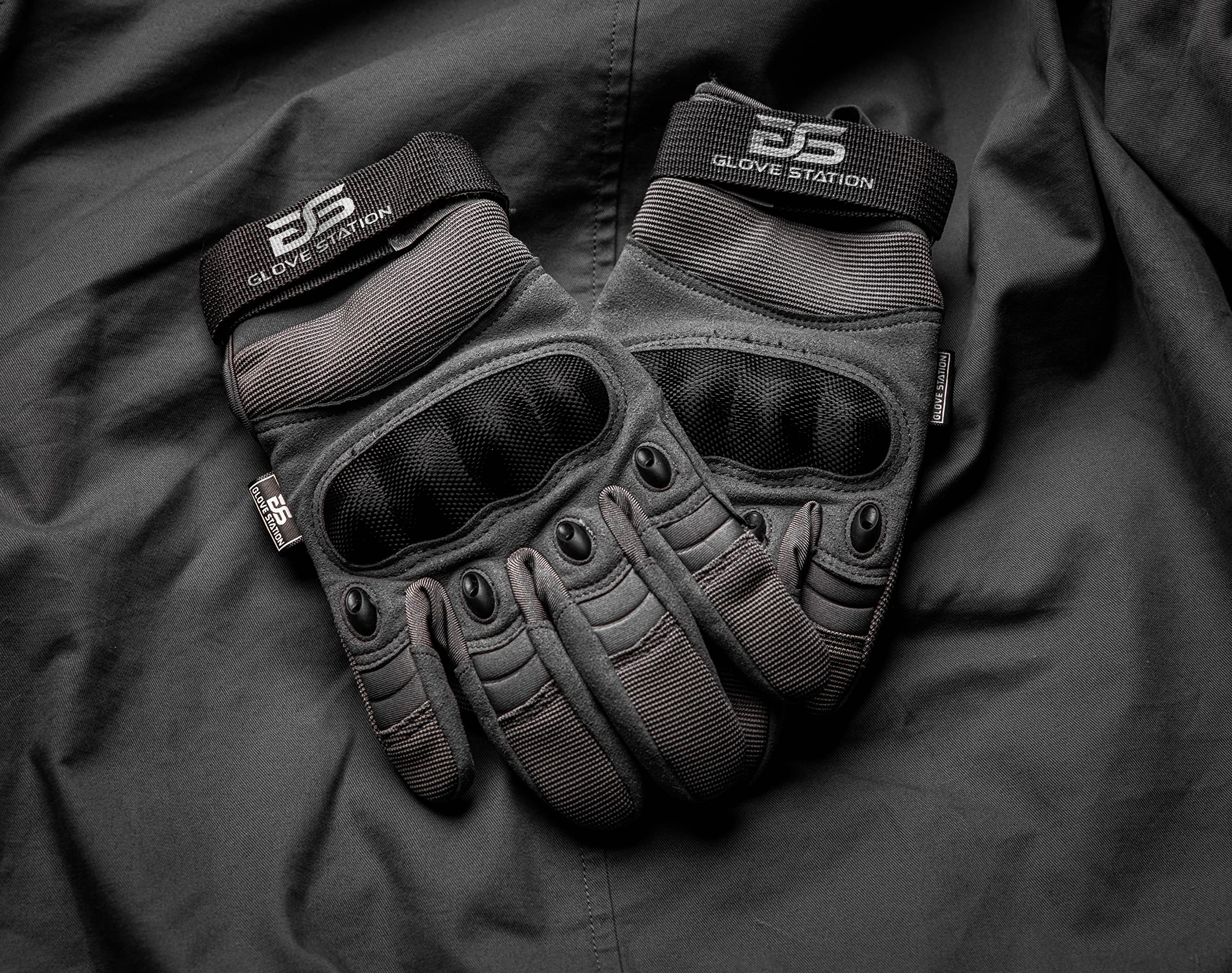 Glove Station - Tactical Shooting Hard Knuckle Gloves for Men and Woman with Touchscreen Fingers - Durable and Comfortable Hand-Gear for Outdoor Work Shooting and Hunting - Gray/Medium
