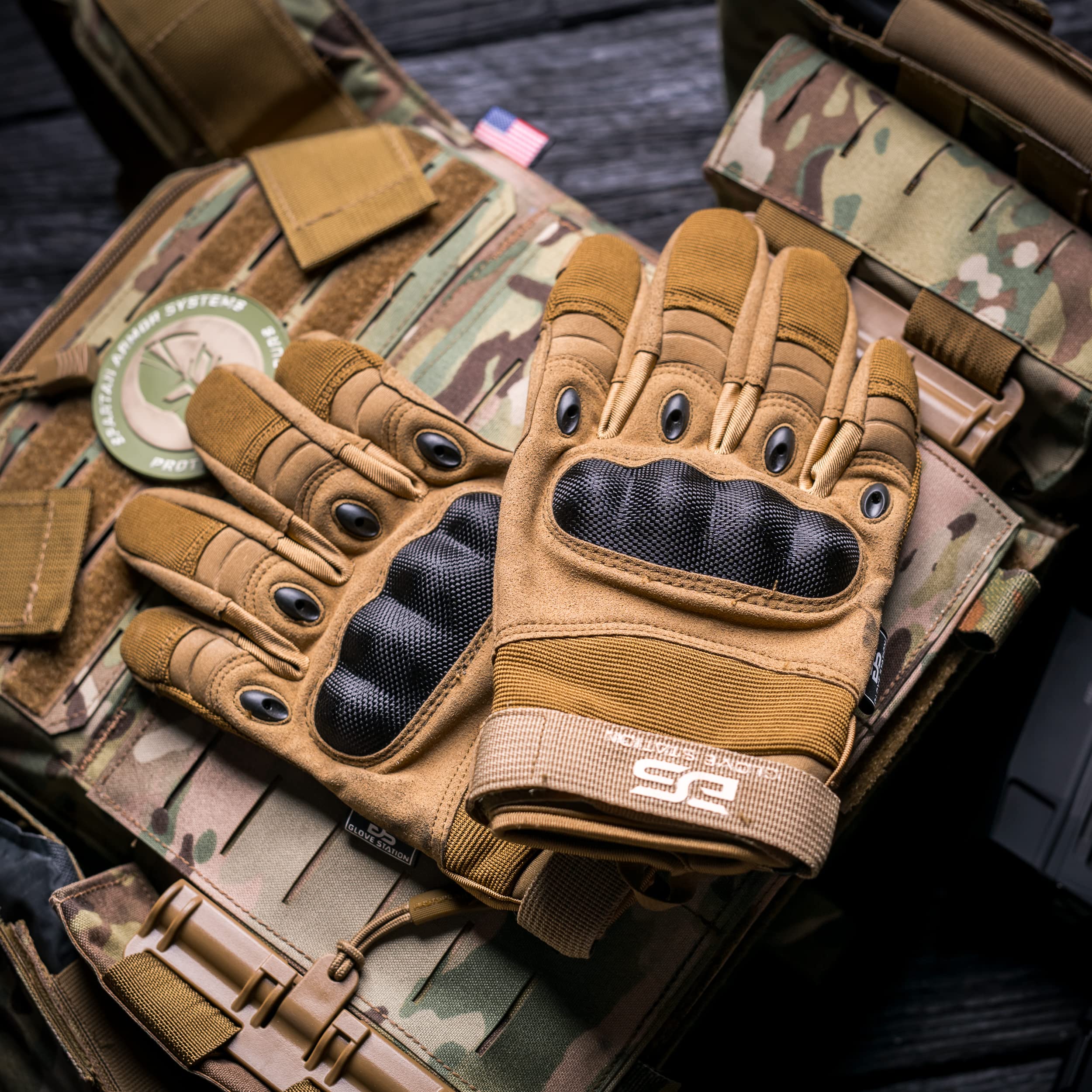 Glove Station - Tactical Shooting Hard Knuckle Gloves for Men and Woman with Touchscreen Fingers - Durable and Comfortable Hand-Gear for Outdoor Work Shooting and Hunting - Gray/Medium