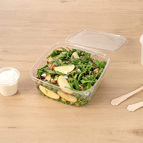 Restaurantware Tamper Tek 64 Ounce Take Out Containers 100 Tamper-Evident Deli Containers - Hinged Lid Freezable Clear Plastic Meal Prep Containers Disposable For Carry Out Or Lunches