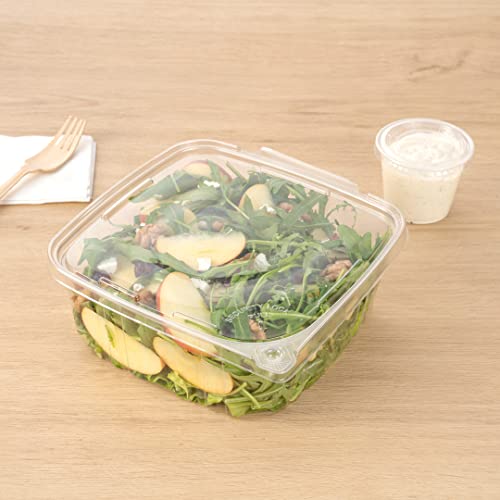 Restaurantware Tamper Tek 64 Ounce Take Out Containers 100 Tamper-Evident Deli Containers - Hinged Lid Freezable Clear Plastic Meal Prep Containers Disposable For Carry Out Or Lunches