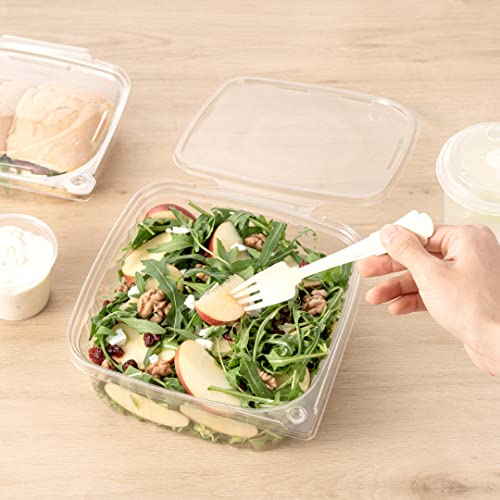 Restaurantware Tamper Tek 64 Ounce Take Out Containers 100 Tamper-Evident Deli Containers - Hinged Lid Freezable Clear Plastic Meal Prep Containers Disposable For Carry Out Or Lunches