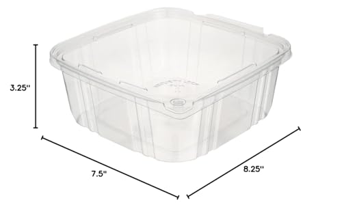 Restaurantware Tamper Tek 64 Ounce Take Out Containers 100 Tamper-Evident Deli Containers - Hinged Lid Freezable Clear Plastic Meal Prep Containers Disposable For Carry Out Or Lunches