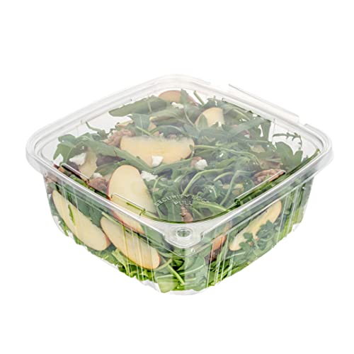Restaurantware Tamper Tek 64 Ounce Take Out Containers 100 Tamper-Evident Deli Containers - Hinged Lid Freezable Clear Plastic Meal Prep Containers Disposable For Carry Out Or Lunches