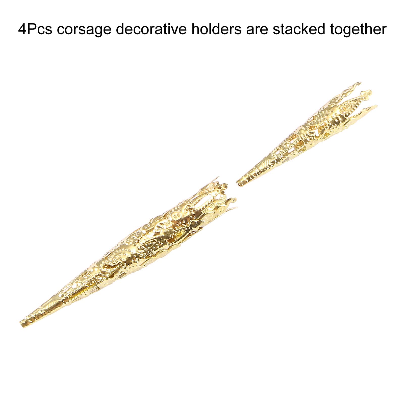 MECCANIXITY Corsage Decorative Holder, Alloy Lapel Pin Brooch Vase 42mm for Wedding Party Prom DIY Charms Dark Gold Tone Pack of 4