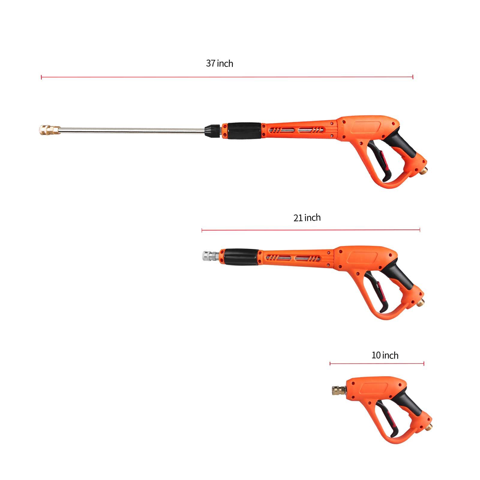 Sooprinse High Pressure Washer Gun, Power Washer Gun with Replacement Extension Wand, 5 Nozzles Tips, M22 Fitting, 37 Inch, 3000 PSI, Orange
