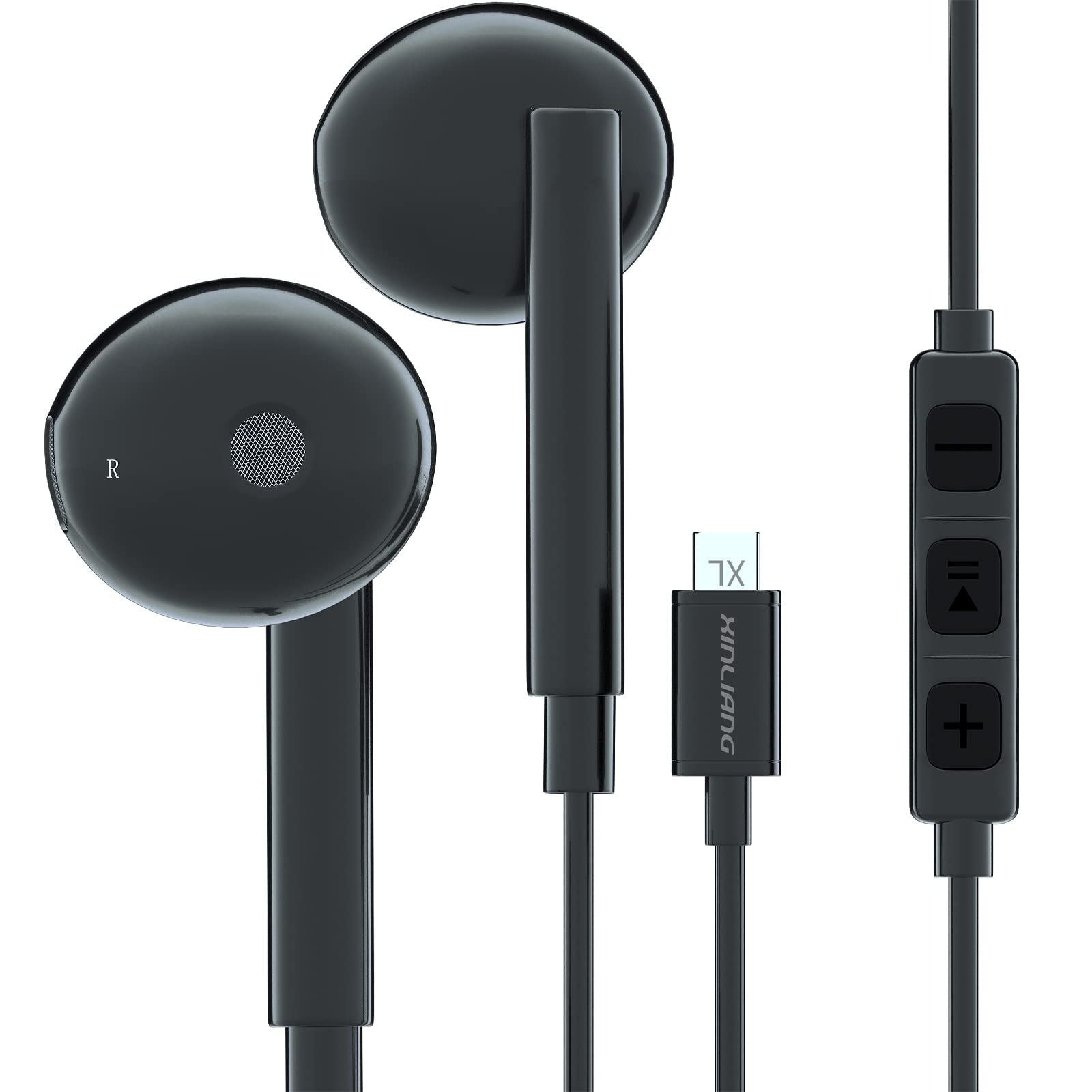 XINLIANG USB C Headphones for Samsung S24 S23 S22 Z Flip 5 Fold 4 Wired Earbuds with Microphone & Deep Bass for iPhone 15 Pro Max Plus Type C Earphones for Google Pixel 6 OnePlus 9 Pro iPad Pro/Mini
