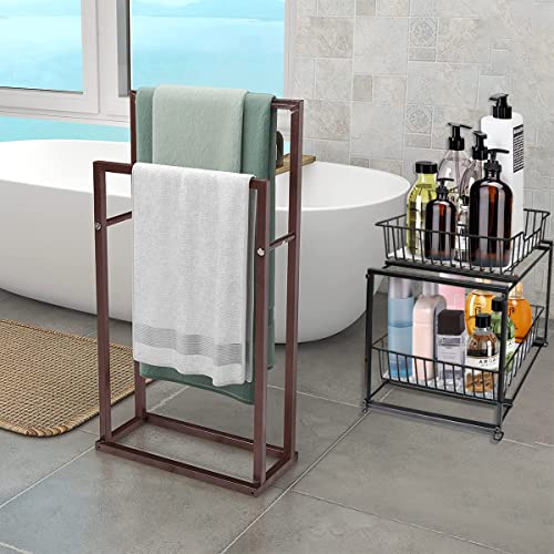 FERLAN Under Sink Organizer, 2-Tier Stackable Kitchen Cabinet Organizer and Storage With Sliding Storage Drawer, for Kitchen, Bathroom, Office, Pantry, Cabinet, Black