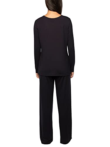 Vanity Fair Women's Beyond Comfort Modal Pajama Set (Short, Long Sleeve-Black, X-Large