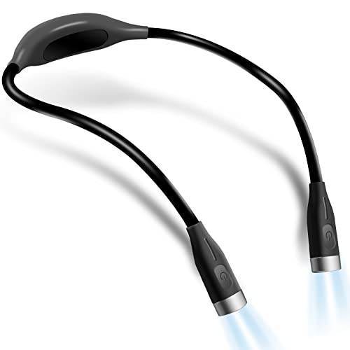 Book Light, Book Light for Reading in Bed, Fast Recharge, Neck Reading Light Slim with 3 Modes, Super Flexy, Hands Free Versatile Neck Light, Up to 70 Hours.Gift for Knitting, Sewing, Camping. (Black)