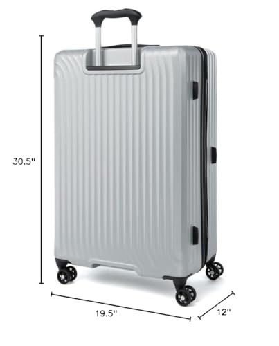 Travelpro Maxlite Air Hardside Expandable Checked Luggage, 8 Spinner Wheels, Lightweight Hard Shell Polycarbonate Suitcase, Metallic Silver, Checked Large 28-Inch