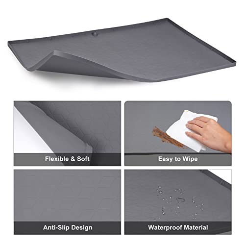 Jitner Under Sink Mat for Kitchen Waterproof, 34" x 22" Silicone Under Sink Tray, Flexible Sink Cabinet Protector Mats with Drain Hole for Kitchen & Bathroom, Hold up to 3 Gallons Liquid