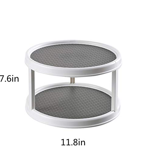 RomanticDesign Lazy Susan Turntable Spice Organizer 2-Tier Non-Skid 11.8 Inch Spice Rack Cabinet Organizer for Cabinets and Pantry, Blue