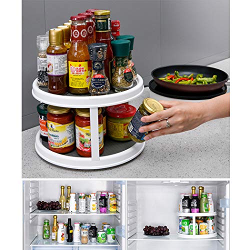 RomanticDesign Lazy Susan Turntable Spice Organizer 2-Tier Non-Skid 11.8 Inch Spice Rack Cabinet Organizer for Cabinets and Pantry, Blue