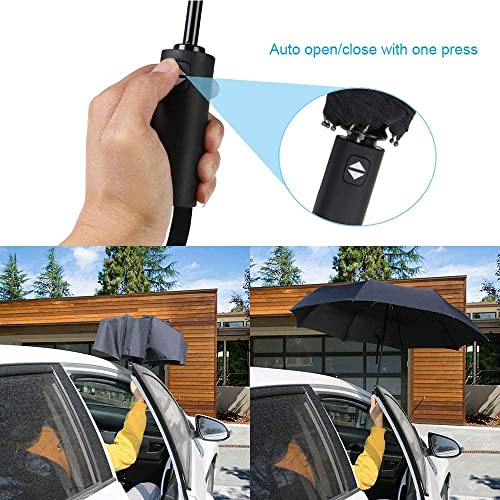 Ateupom Rain Umbrella, 12 Ribs 39 inch Auto Open/Close Windproof Umbrella, Waterproof Travel Umbrella, Portable Umbrellas Folding Backpack Umbrella with Ergonomic Handle