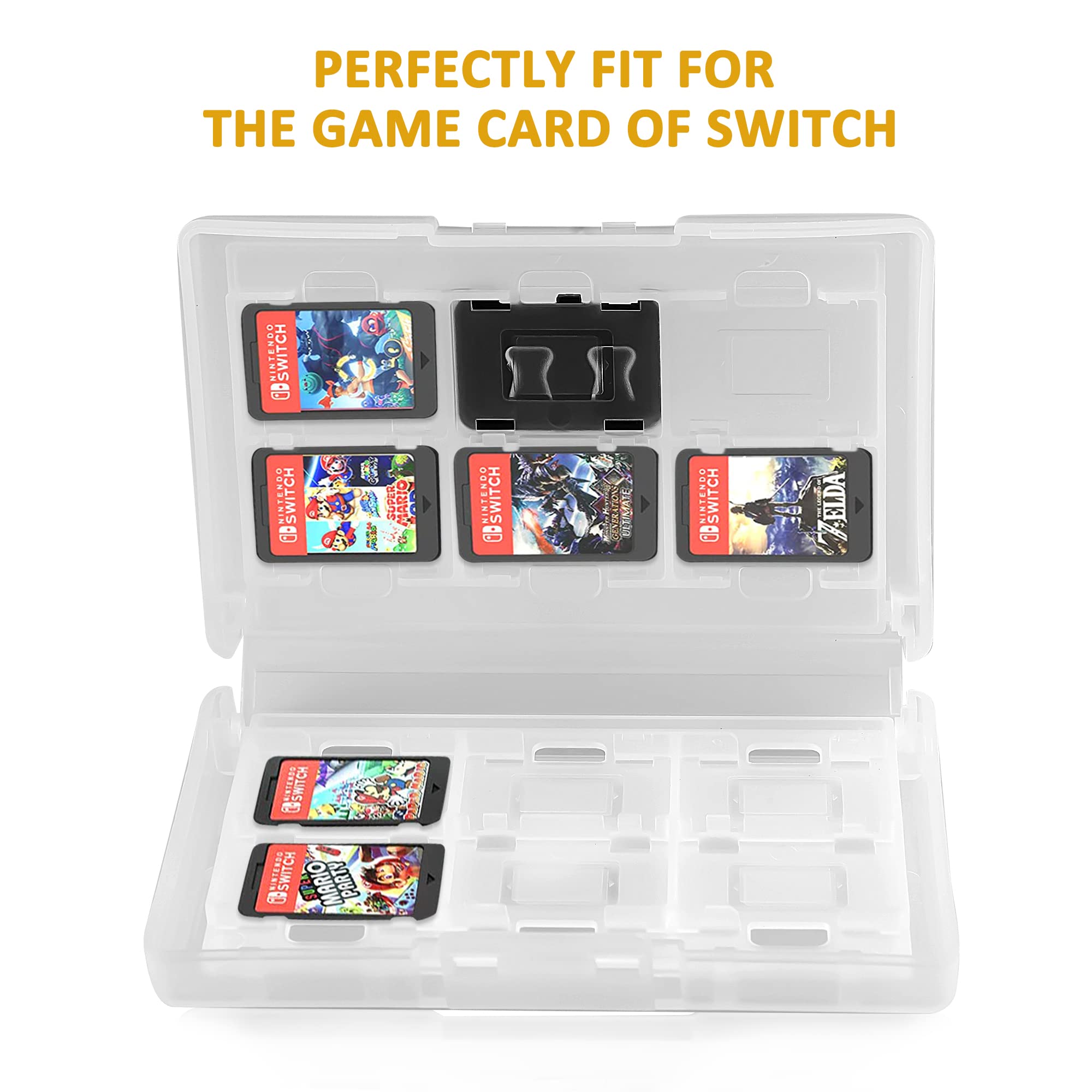 Xahpower Game Card Case Holder for Nintendo Switch, 24-in-1 Game Storage Case Compatible with Nintendo Switch/ Switch Lite/ Switch Oled Catridge Storage Box Black