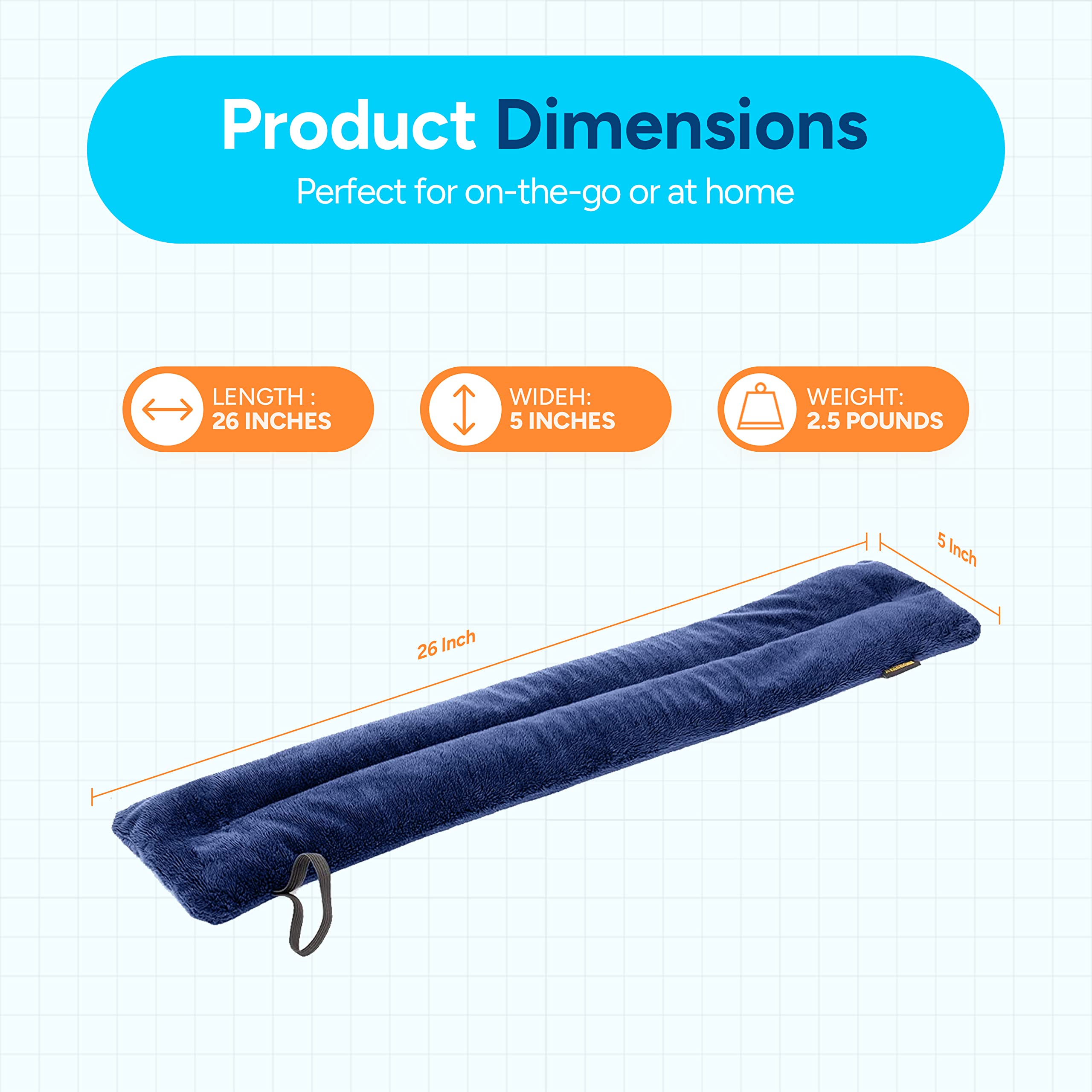 SunnyBay Microwave Heating Pad, Microwavable Heated Neck and Shoulder Wrap, Multipurpose Moist Hot/Cool 2.5lb Bean Bag Pack with Plush Cover and Elastic Fastener, FSA HSA Eligible, 26x5 Inches, Blue