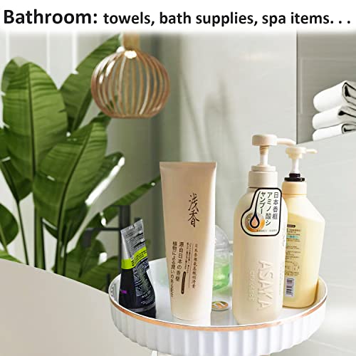 Lazy Susan Turntable, Plastic Ivory, 12-inch Rotating Lazy Susan Turntable Organizer for Kitchen/Bathroom, Pantry, Cabinet, Dining Table, Fridge, Countertop