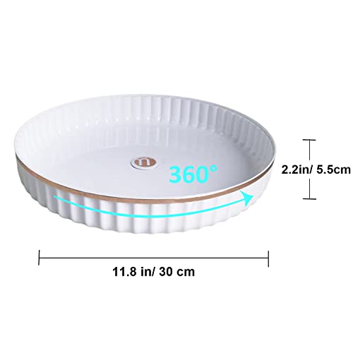 Lazy Susan Turntable, Plastic Ivory, 12-inch Rotating Lazy Susan Turntable Organizer for Kitchen/Bathroom, Pantry, Cabinet, Dining Table, Fridge, Countertop