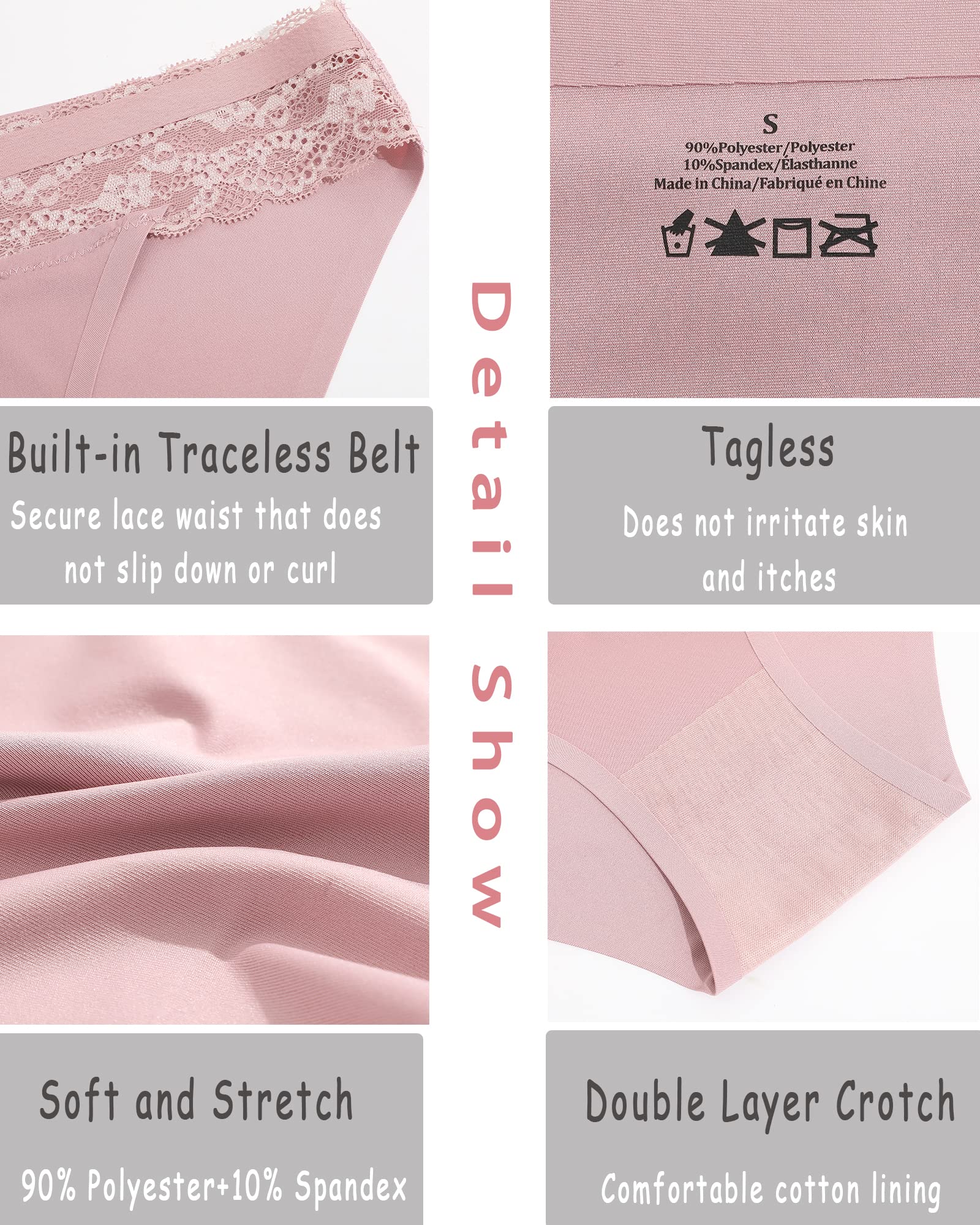 Which is Seamless Underwear for Women Sexy No Show Bikini Panties Lace Ladies High Cut Hipster Invisible Cheeky 6/9 Pack S-XL