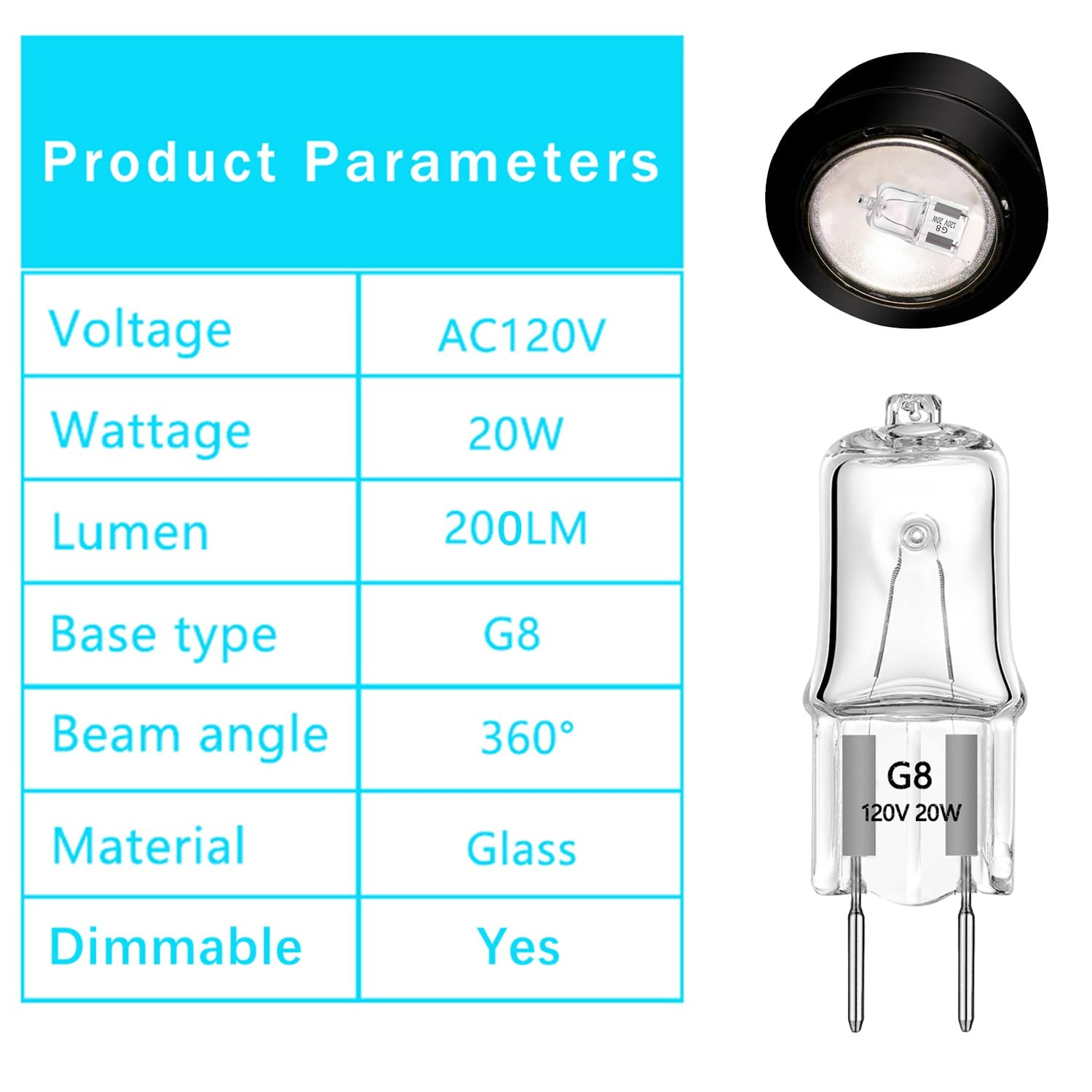 EKSAVE G8 Halogen Light Bulb G8 Base WB25X10019 Replacesment for Oven The Range Microwave Oven GE/Samsung/Kenmore Elite/Maytag Microwave Over 3 Packs