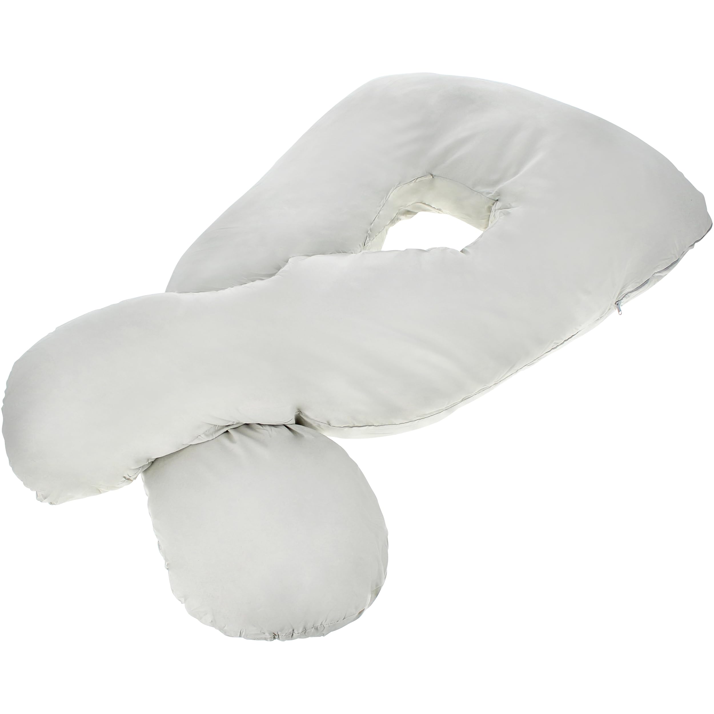 Acorn Baby Full Body Pillow - Light Gray 55 x 31in Firm Curved Body Pillow with Jersey Cover for Belly and Back Support