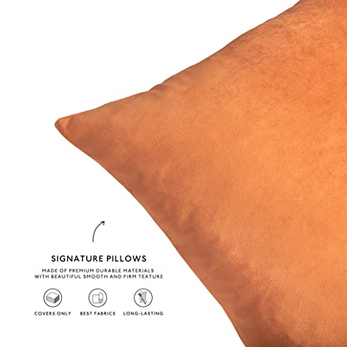 MONDAY MOOSE Decorative Throw Pillow Covers Cushion Cases, Set of 4 Soft Velvet Modern Double-Sided Designs, Mix and Match for Home Decor, Pillow Inserts Not Included (18x18 inch, Orange/Teal)