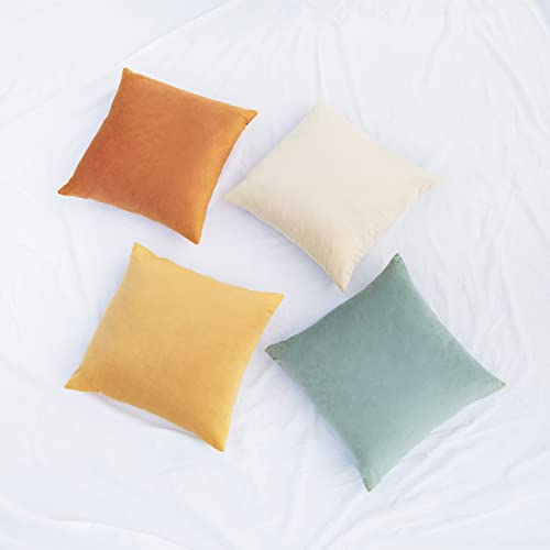 MONDAY MOOSE Decorative Throw Pillow Covers Cushion Cases, Set of 4 Soft Velvet Modern Double-Sided Designs, Mix and Match for Home Decor, Pillow Inserts Not Included (18x18 inch, Orange/Teal)