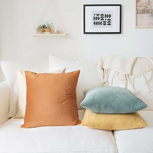 MONDAY MOOSE Decorative Throw Pillow Covers Cushion Cases, Set of 4 Soft Velvet Modern Double-Sided Designs, Mix and Match for Home Decor, Pillow Inserts Not Included (18x18 inch, Orange/Teal)