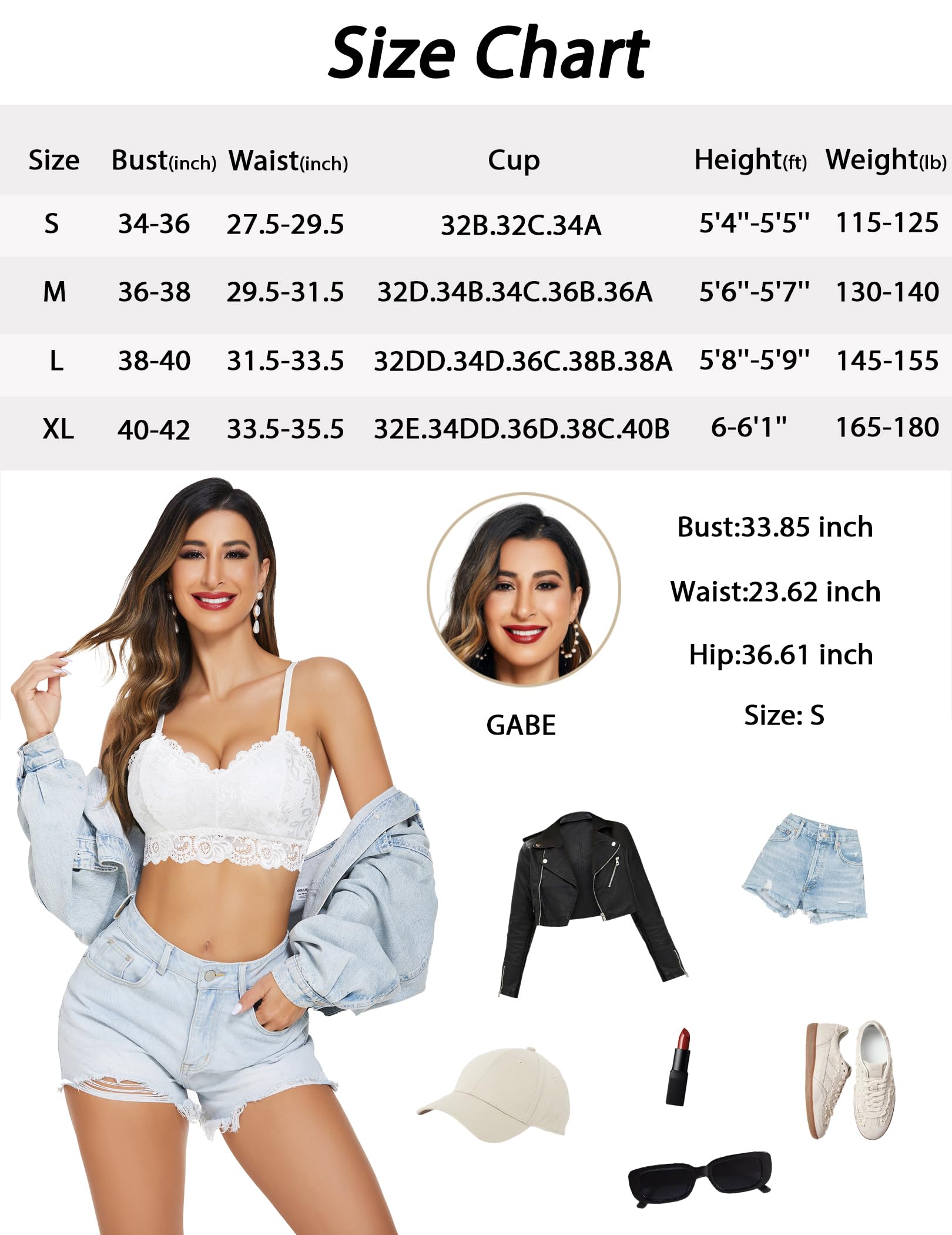 Avidlove Lace Bralettes for Women V Neck Floral Camisoles Cropped Sexy Cami Top with Pads White, M