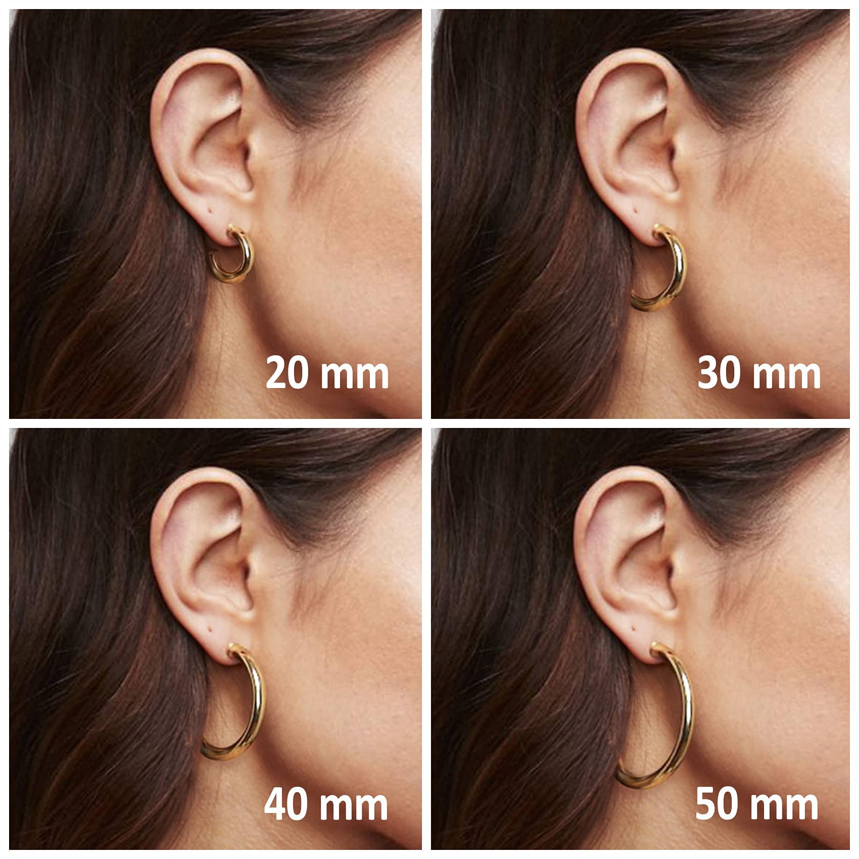 PAVOI 14K White Gold Vermeil Lightweight Chunky Open Hoops | 30mm White Gold Hoop Earrings for Women
