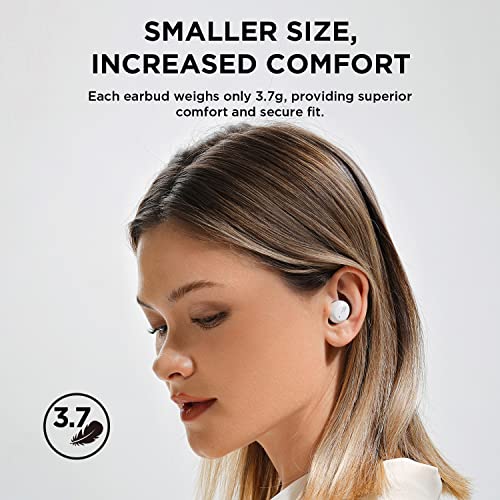 1MORE ComfoBuds Mini Hybrid Active Noise Cancelling Earbuds, in-Ear Headphones with Stereo Sound, Earbuds Wireless Bluetooth 5.2, Clear Calls, Wireless Charging, Soothing Sound, Waterproof, White