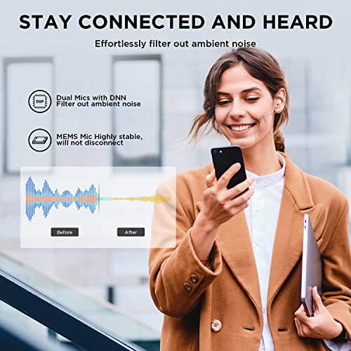 1MORE ComfoBuds Mini Hybrid Active Noise Cancelling Earbuds, in-Ear Headphones with Stereo Sound, Earbuds Wireless Bluetooth 5.2, Clear Calls, Wireless Charging, Soothing Sound, Waterproof, White
