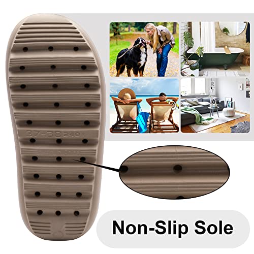 Leisurely Pace Cloud Slides for Women Men Squishy Pillow Sandals Lightweight Shower Shoes Summer Slippers with Comfort Khaki 7-8 Women/5.5-6.5 Men