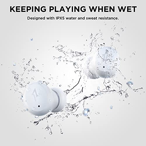 1MORE ComfoBuds Mini Hybrid Active Noise Cancelling Earbuds, in-Ear Headphones with Stereo Sound, Earbuds Wireless Bluetooth 5.2, Clear Calls, Wireless Charging, Soothing Sound, Waterproof, White