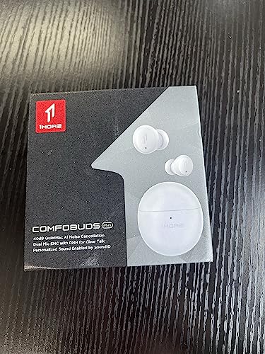 1MORE ComfoBuds Mini Hybrid Active Noise Cancelling Earbuds, in-Ear Headphones with Stereo Sound, Earbuds Wireless Bluetooth 5.2, Clear Calls, Wireless Charging, Soothing Sound, Waterproof, White
