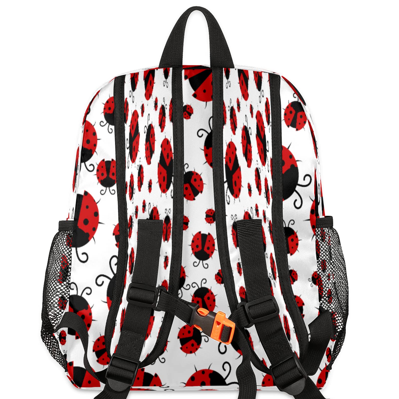 Pardick Cute Kids Backpack Red Ladybug Toddler Backpack with Chest Strap for Boys Girls Red Ladybug Print Lightweight Kindergarten Children Schoolbag Nursery Elementary Travel Bag
