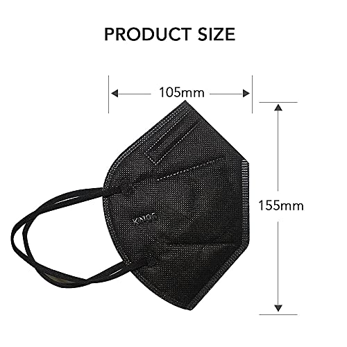 YIDERBO KN95 Face Masks 50Pack, 5-Ply Breathable Disposable Face Mask Filter Efficiency≥95%, Black