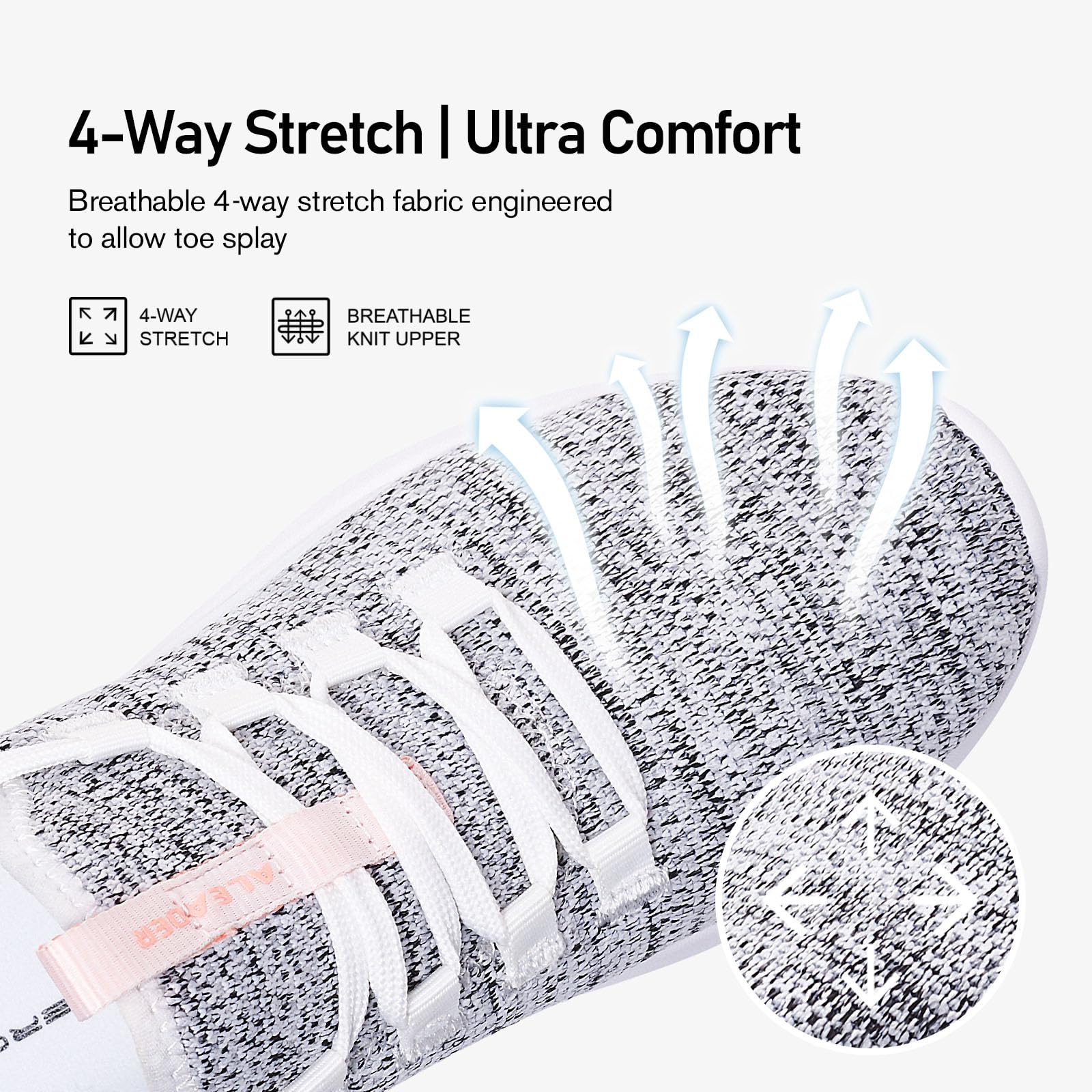 ALEADER Women's Energycloud Slip On Walking Shoes Pure Running Shoes for Gym Workout Treadmill Running Errands White Gray Size 6.5 US