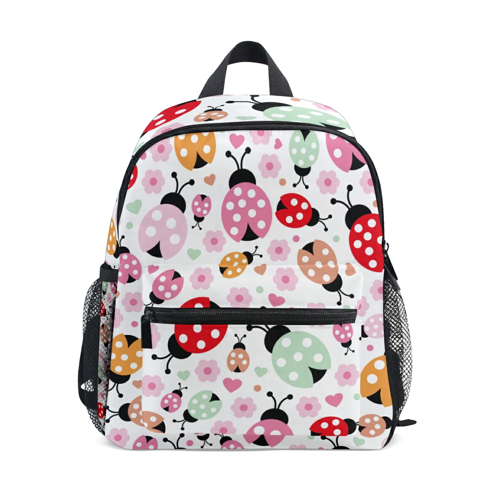 Selerdon Kid's Toddler Backpack Ladybugs Polka Dots Flowers Schoolbag for Cute Boys Girls, Daycare School Children Kindergarten Bag Preschool Nursery Travel Purse Bag